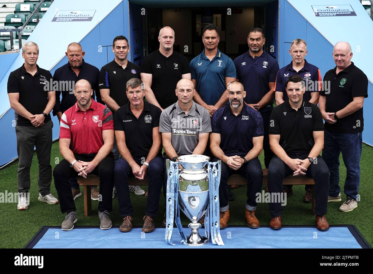 (left to right, back to front) Newcastle Falcons head coach Dave Walder ...