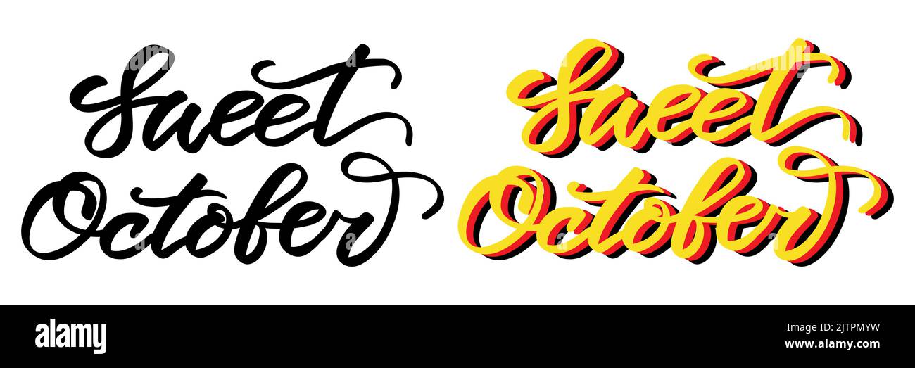 Sweet october isolated lettering phrases with doodle elements. Autumn ...