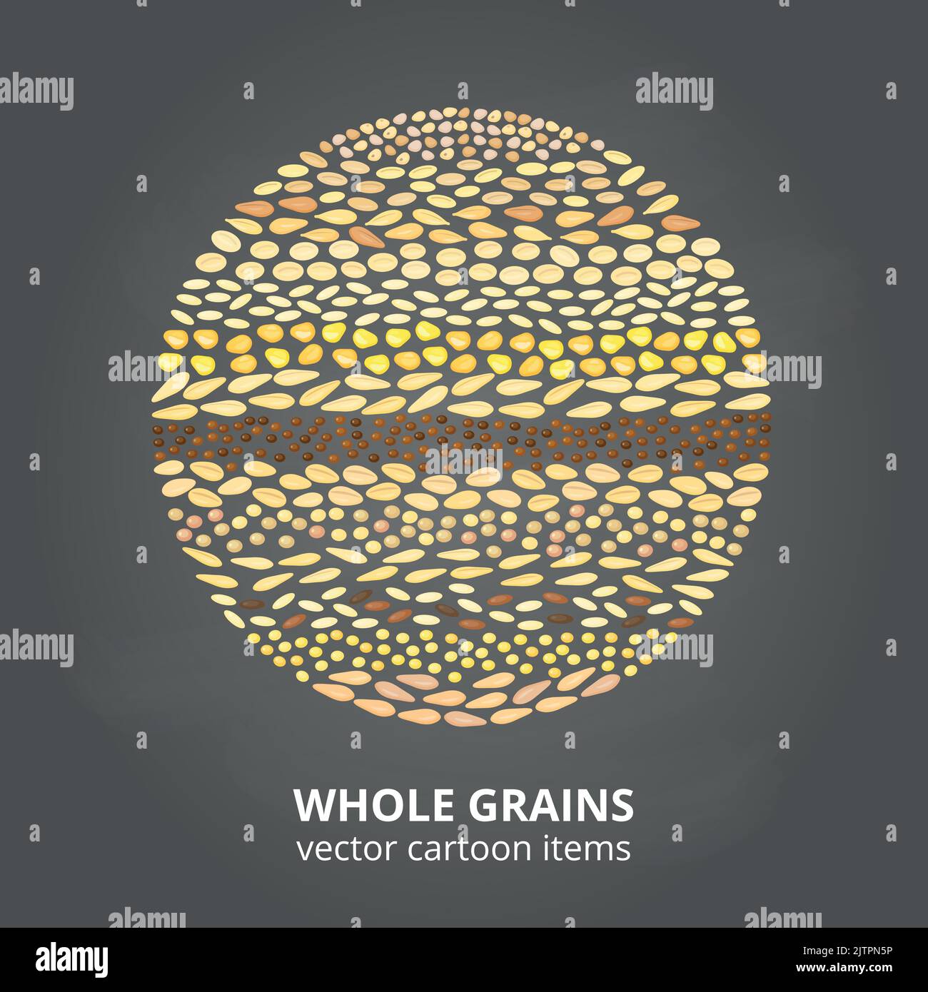 Different cartoon whole cereal grains composed in circle shape Stock ...