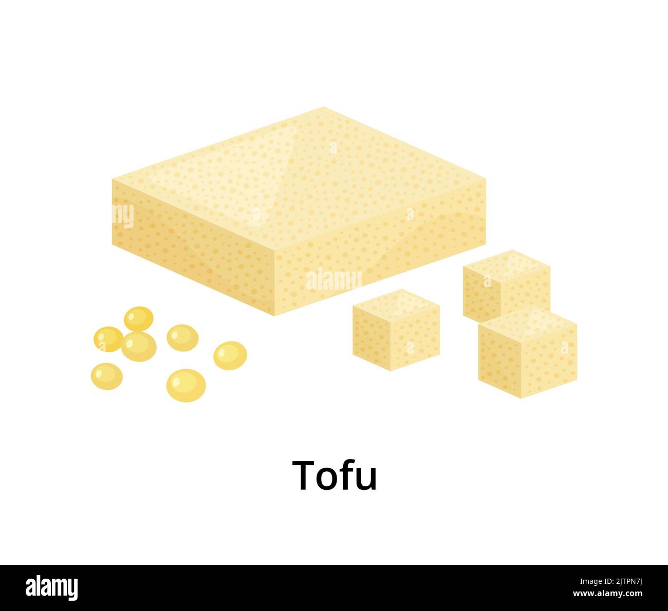 Cartoon soy tofu with group of beans isolated on white background Stock ...