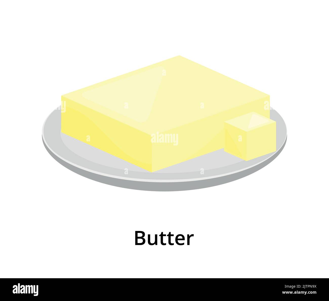 Cartoon creamy butter or margarine on the plate isolated on white ...