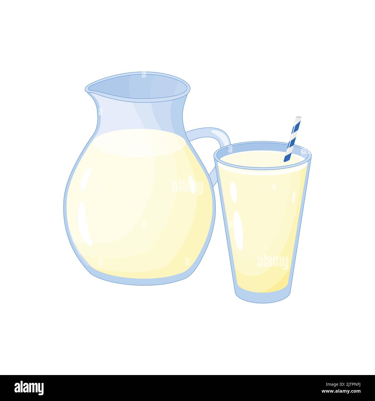 Cartoon milk in jar and glass isolated on white background Stock Vector ...
