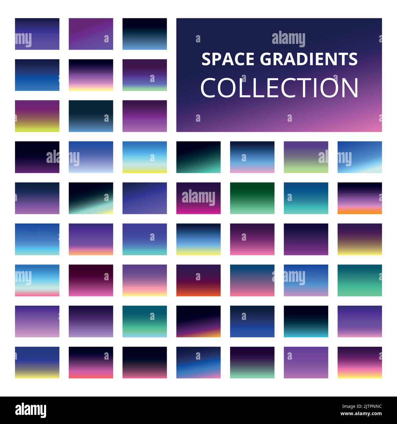 Big collection of colorful space and night sky gradients isolated on ...