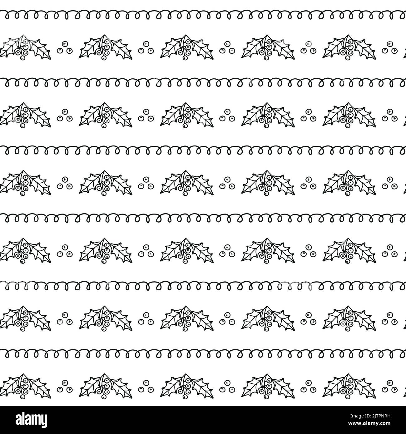 Simple black and white Christmas seamless pattern with doodle ornaments ...