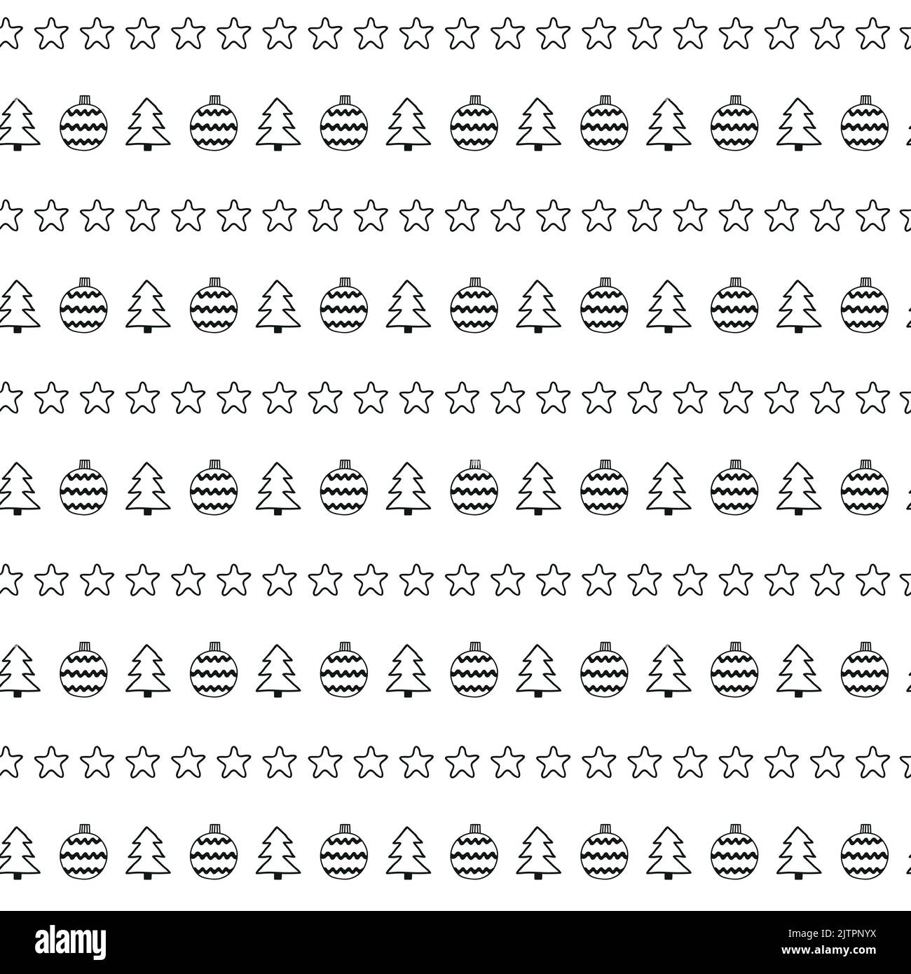 Simple black and white Christmas seamless pattern with doodle ornaments ...