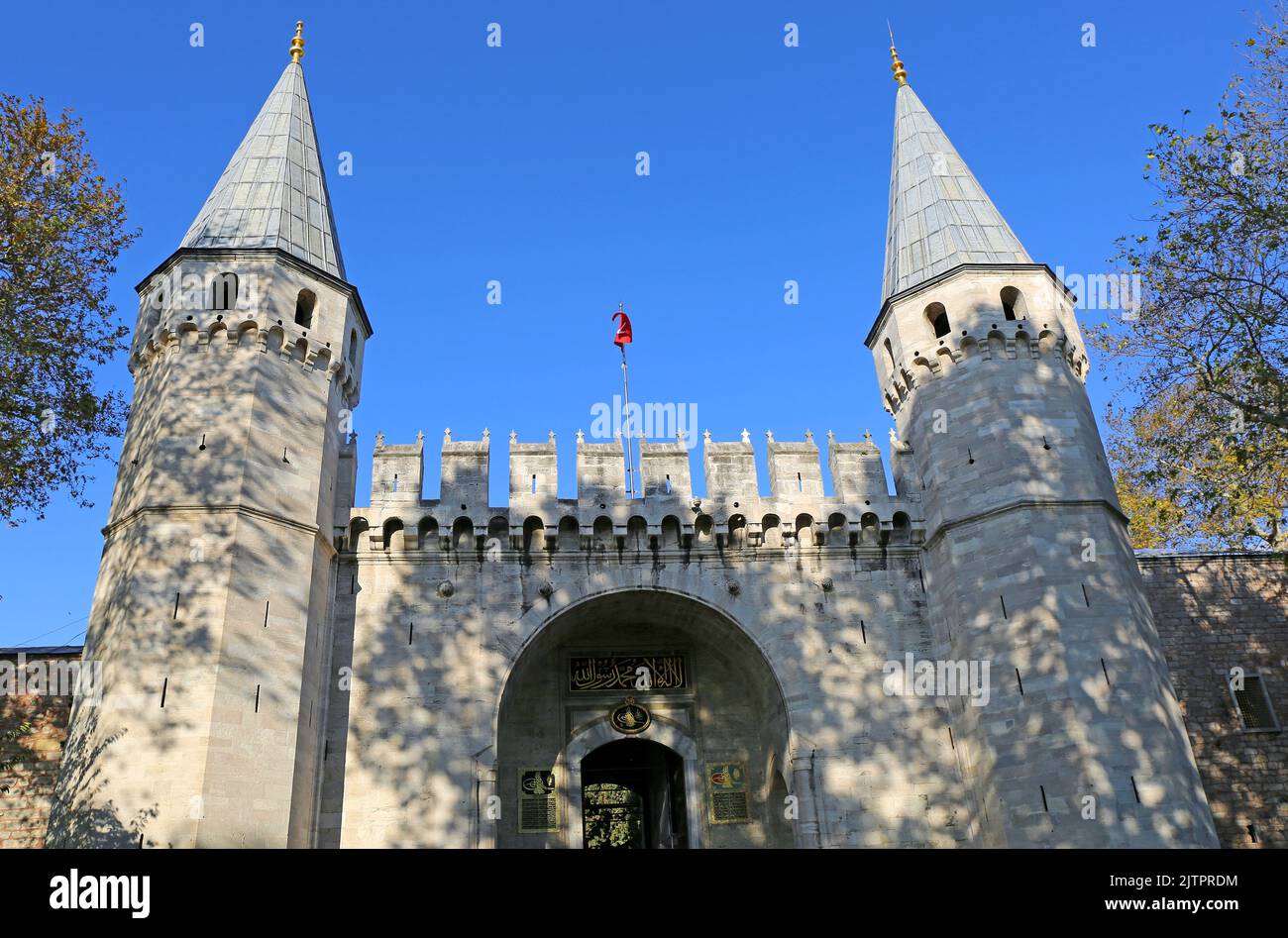 ISTANBUL,TURKEY-OCTOBER 30: Entrance Towers of The Topkapi Palace with ...