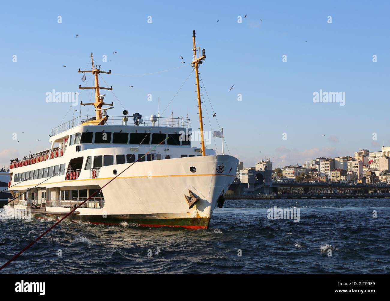 ISTANBUL,TURKEY-OCTOBER 30: Turkish Ferry aka Vapur arriving to Eminonu ...