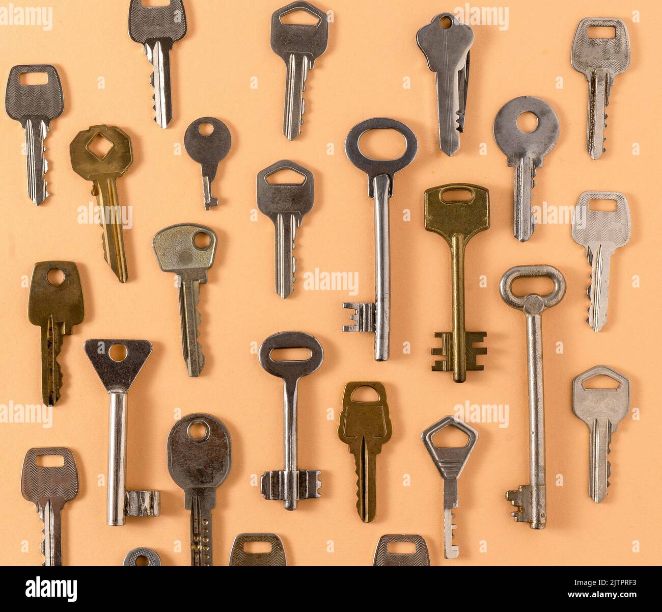 Key pattern. Background from different old keys. view from above. Door ...