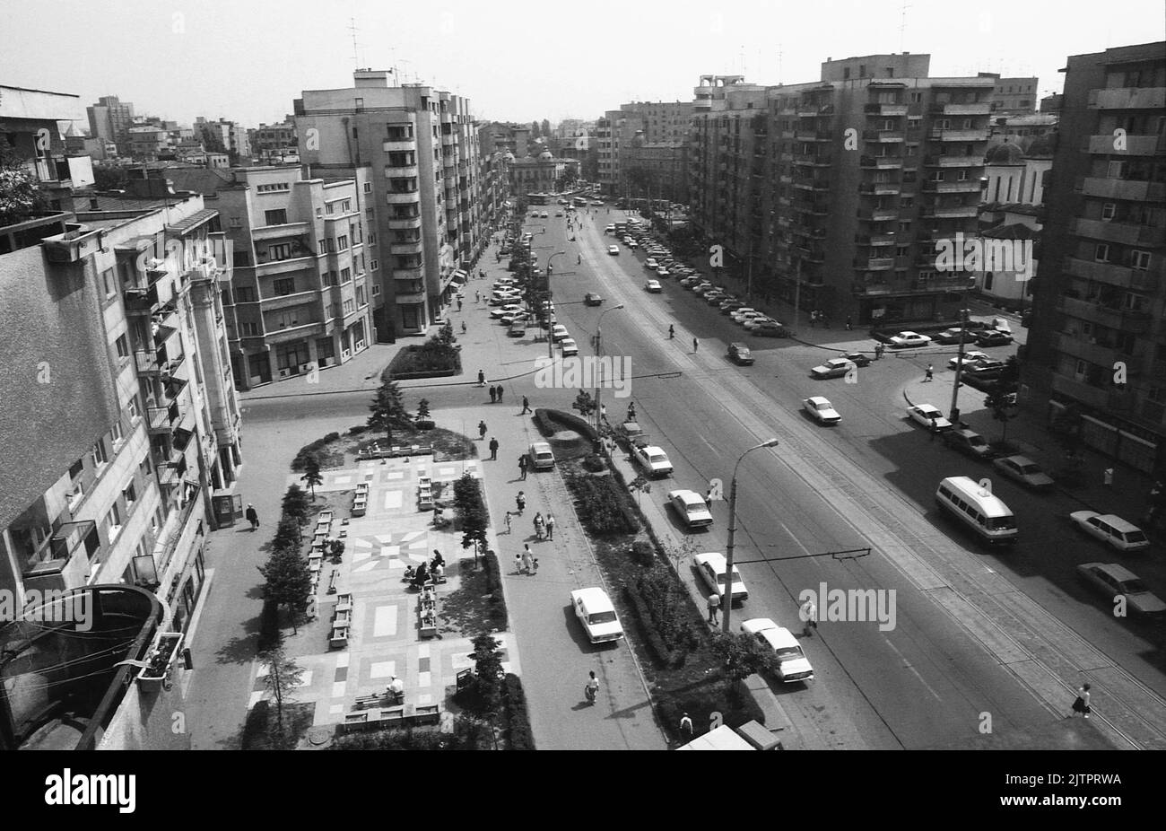 Bucharest, Romania, 1990. Apartment buildings built during the ...