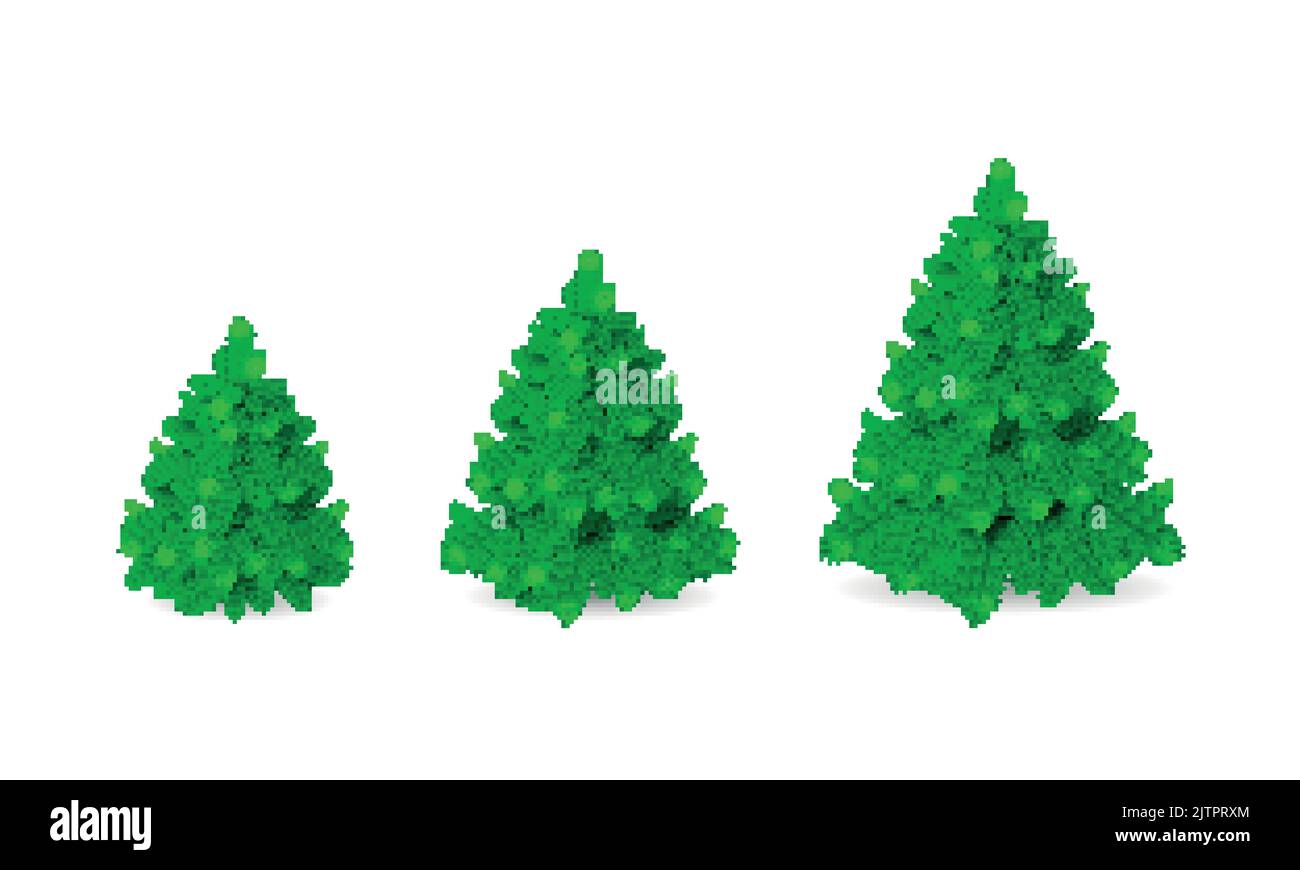 Green fir trees or pines small and big sizes without decor isolated on ...