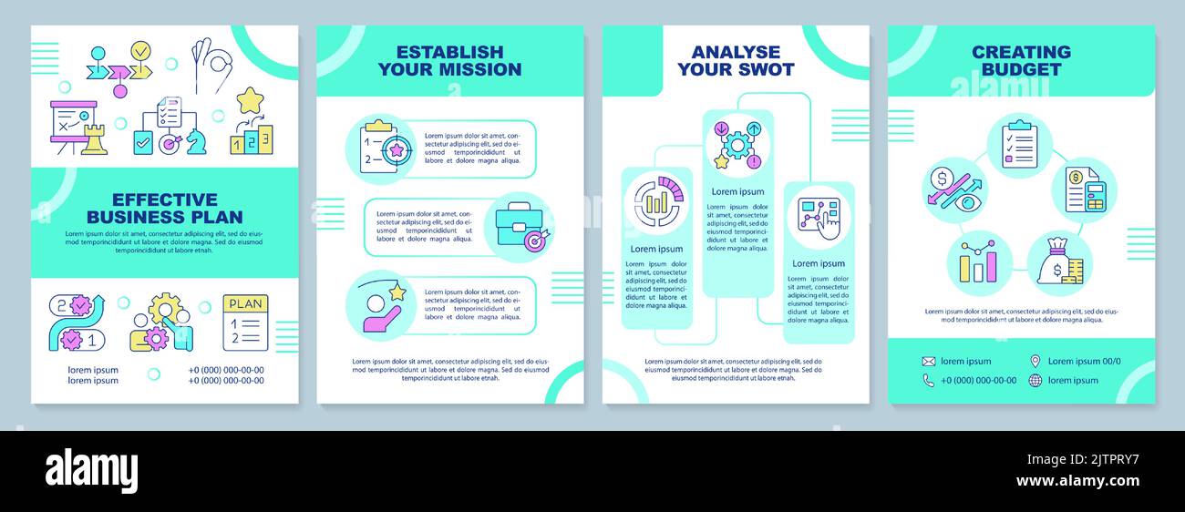 Effective business plan turquoise brochure template Stock Vector Image ...