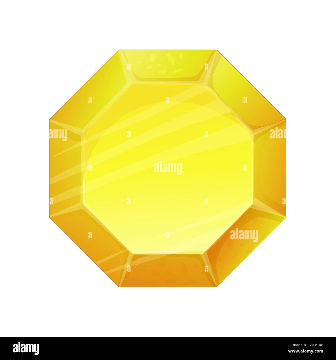 Gemstone game asset in yellow color, jewel in cartoon style isolated on ...