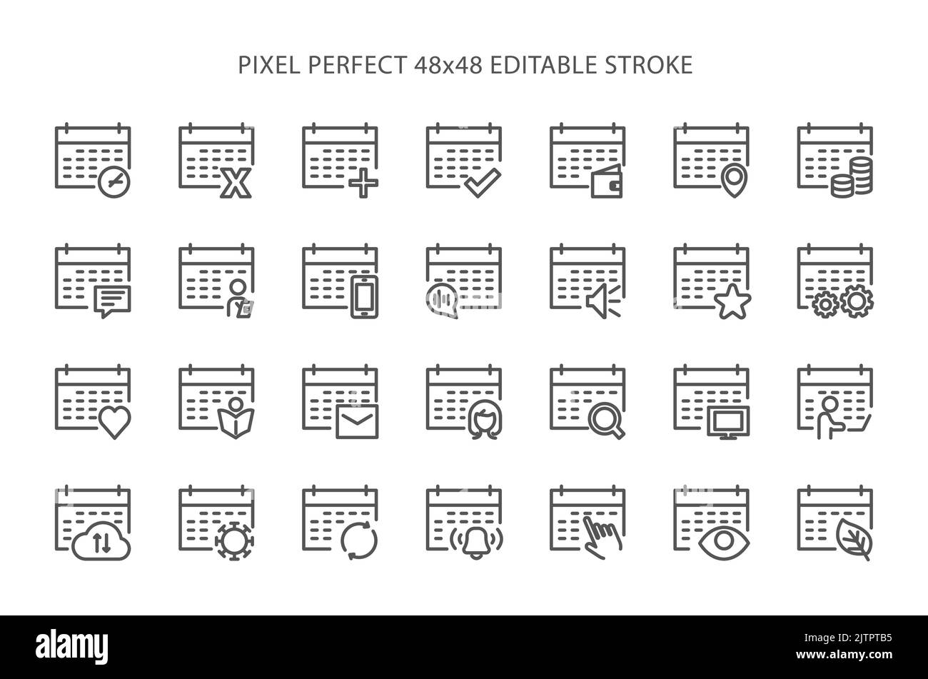 Simple set of calendar related vector line icons. Flat, digital icon set for web and mobile ...