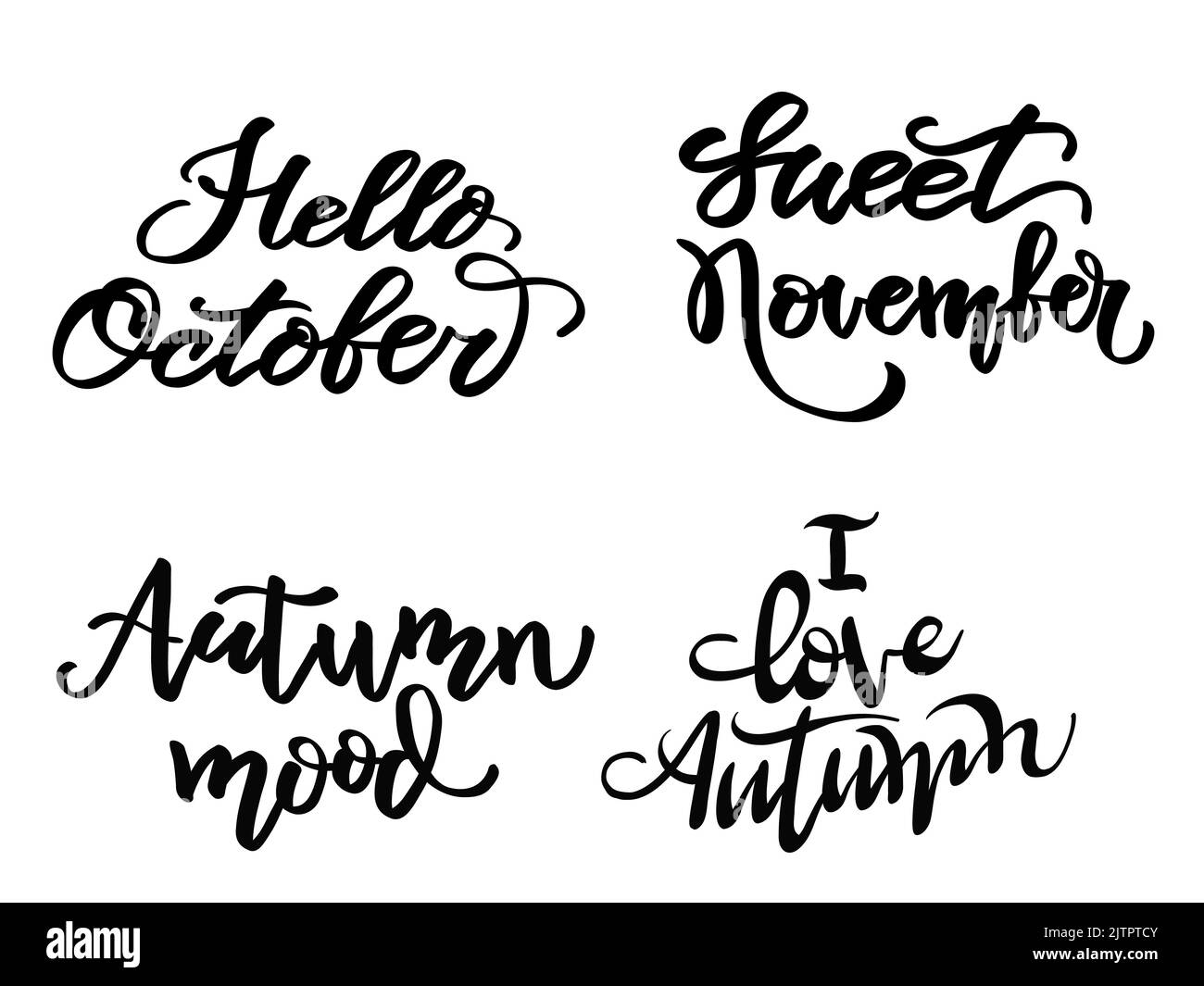 Set of autumn isolated lettering phrases in black color. Autumn concept ...