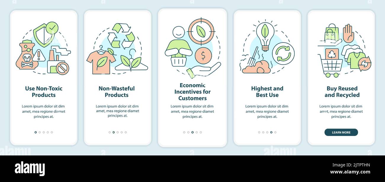 Zero waste business principles onboarding mobile app screen Stock ...