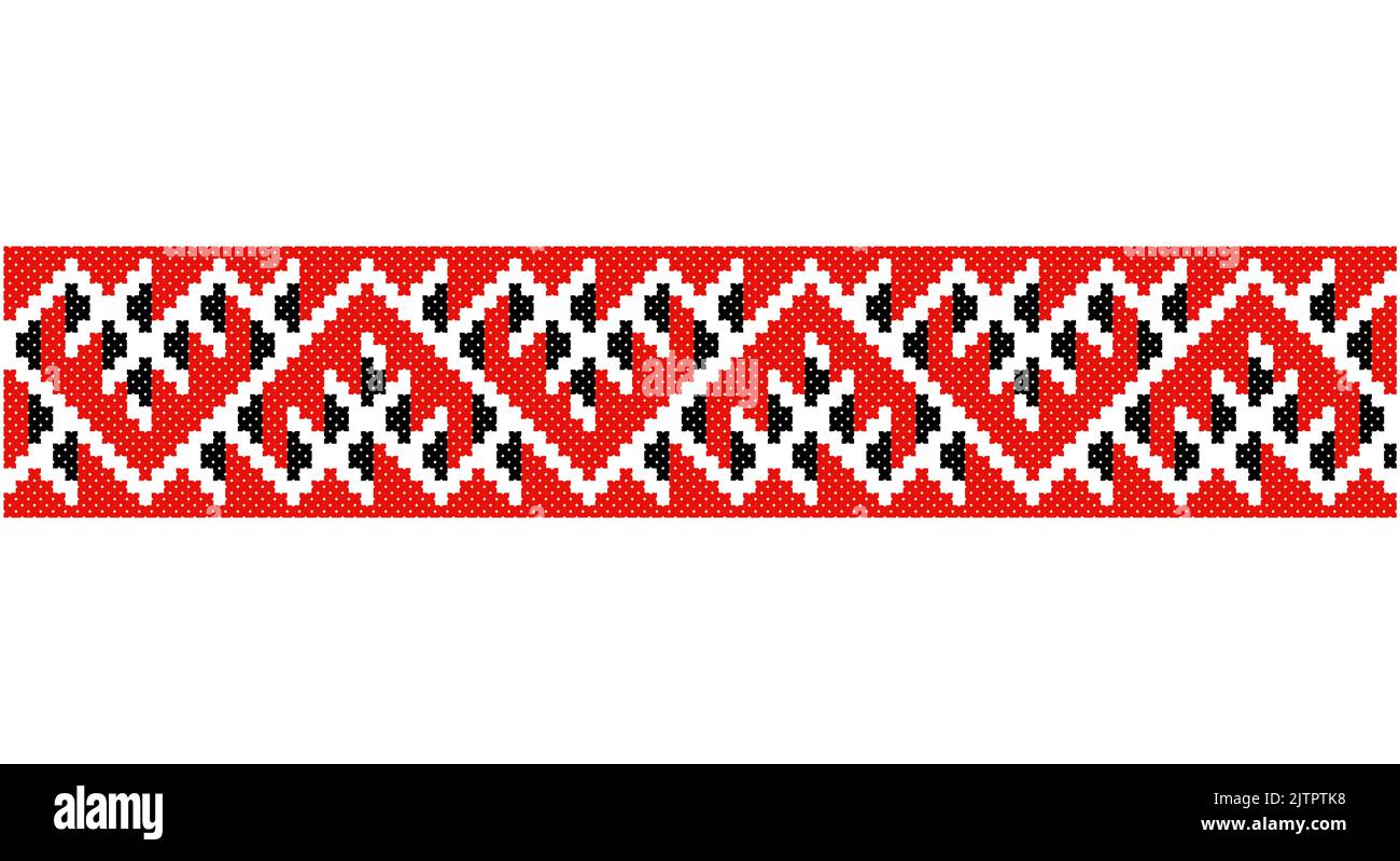 Embroidered good like old handmade cross-stitch ethnic Ukraine pattern ...