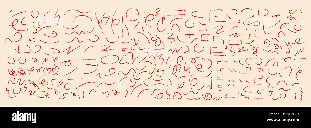 Arrows big set icons. Freehand colorful Arrows. Brush stroke style ...