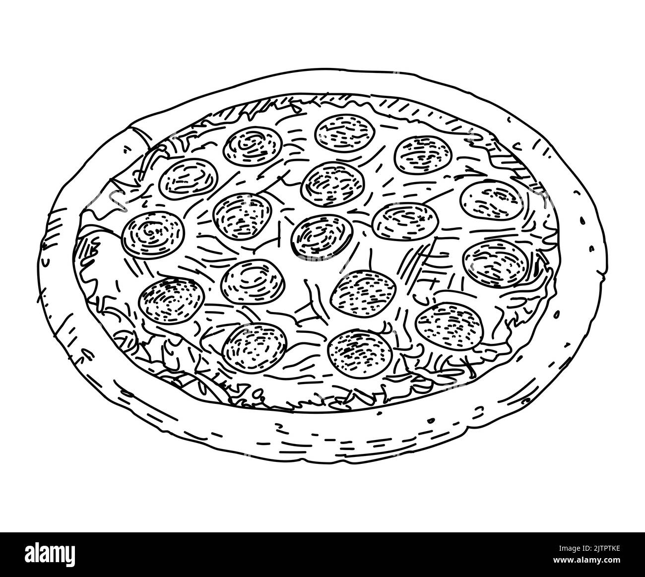 Pizza. vector illustration. Sketch style. top view. Design template ...