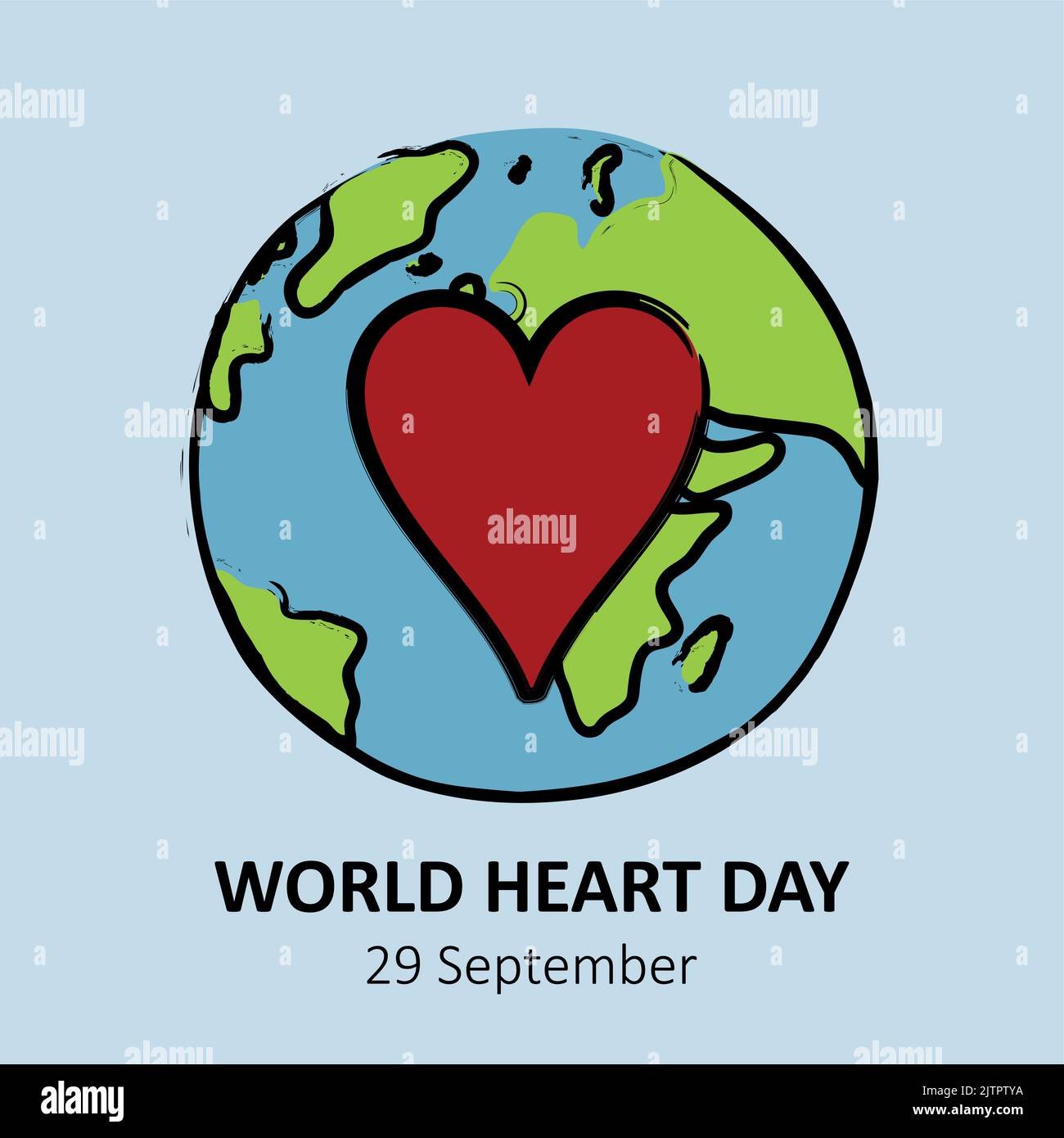 world heart day heartbeat cardiography graphic with earth Stock Vector ...