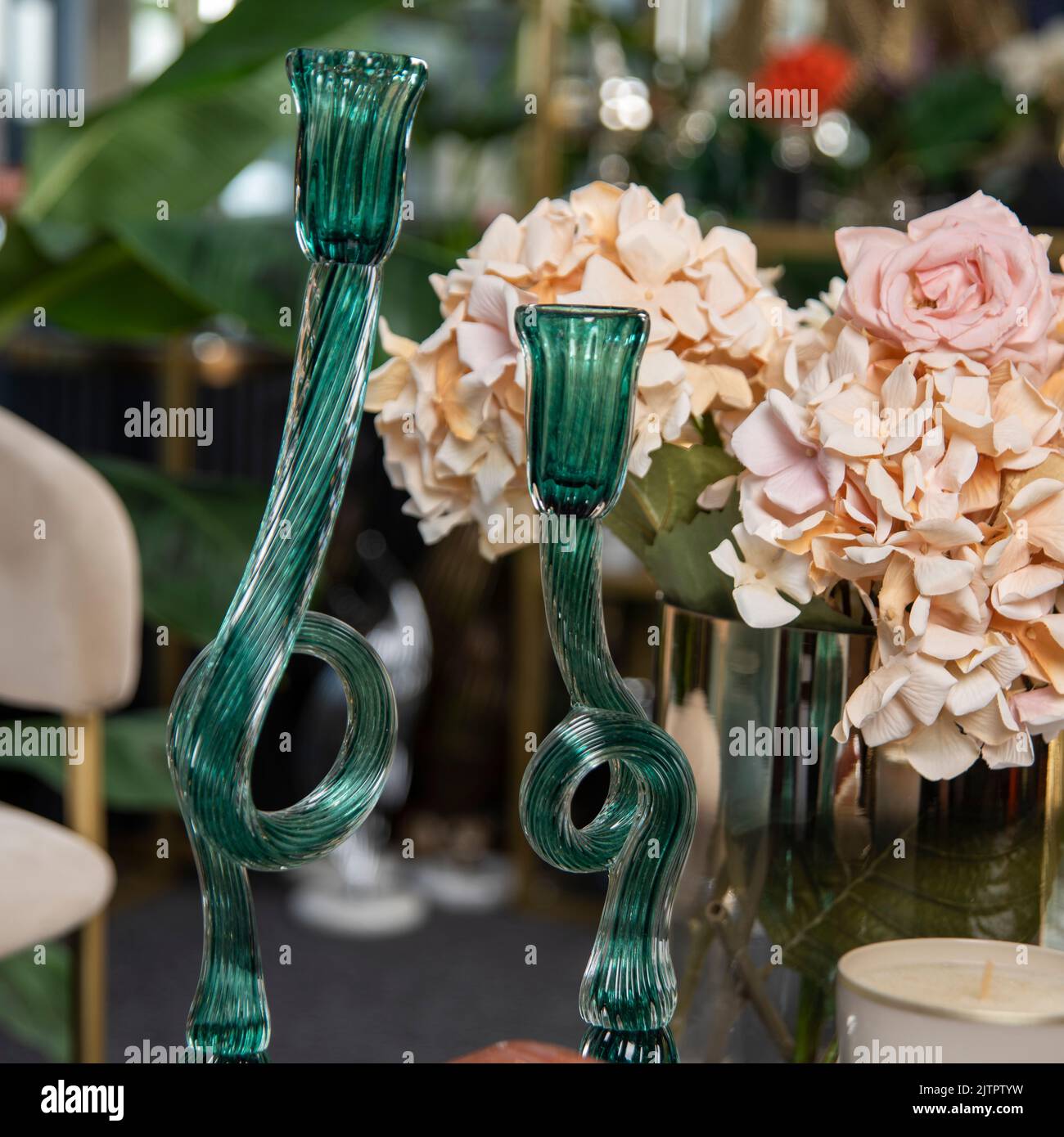 decorative glass object on coffee table Stock Photo - Alamy