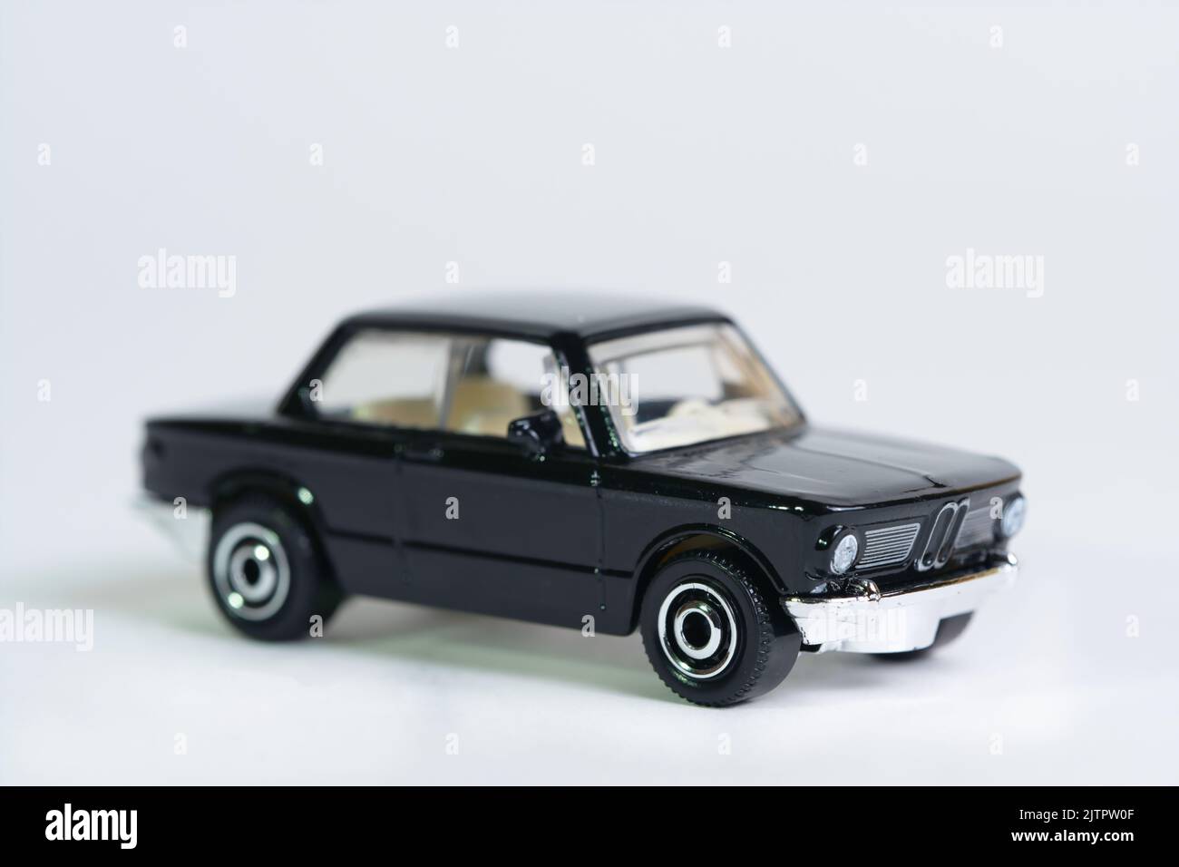 Black retro toy car, miniature model car, vintage, oldtimer on white ...