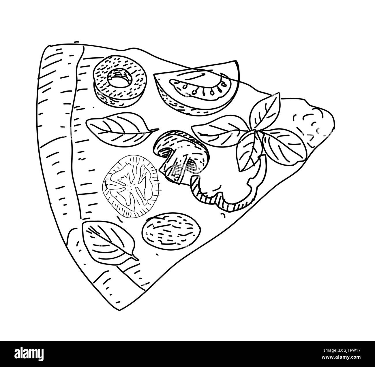 Pizza slice. vector illustration. Sketch style. Design template ...