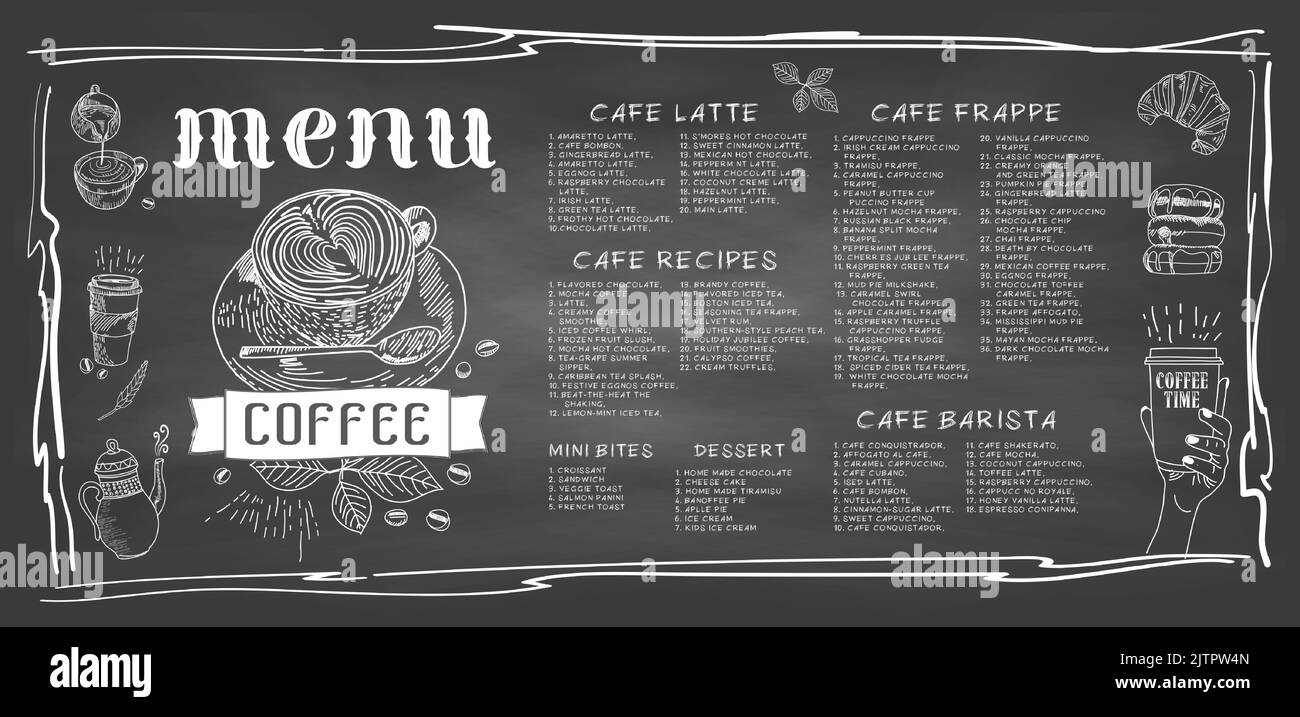 Restaurant cafe menu template design Black and White Stock Photos ...
