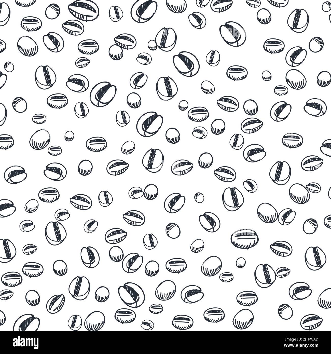 Coffee bean pattern. Hand drawn coffee beans vector. Sketch of coffee beans Stock Vector Image ...