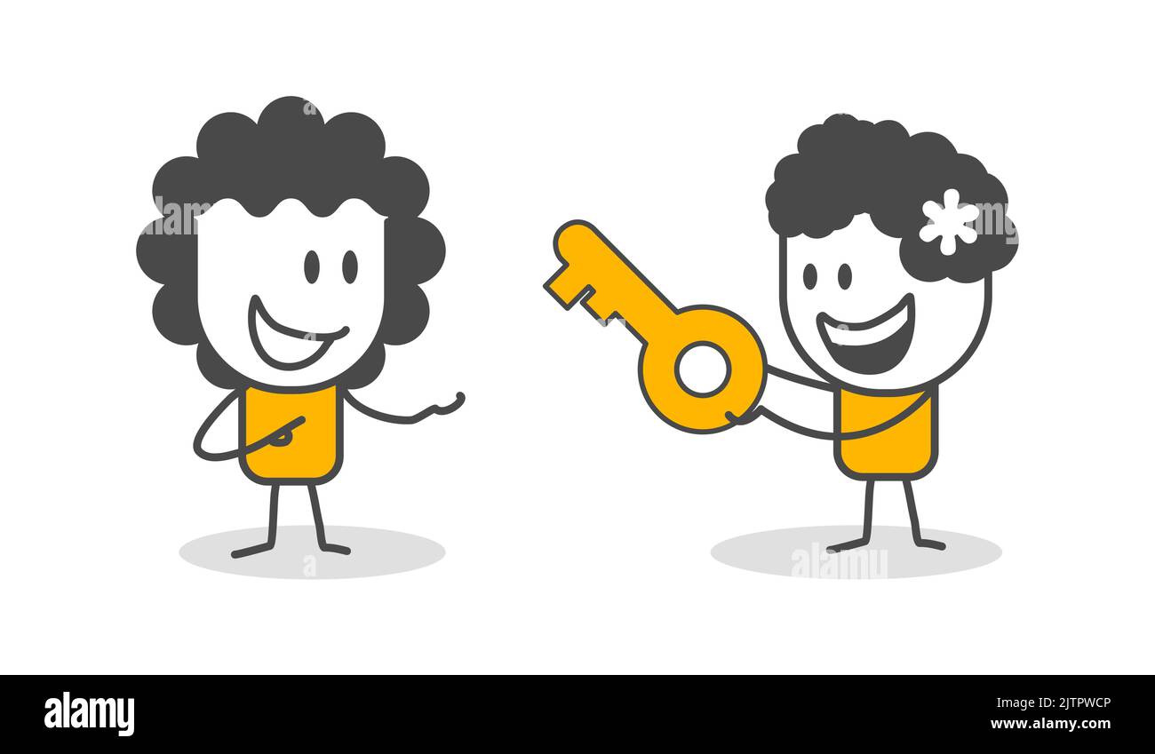 Stick figures. Key to success, business opportunity or solution concept ...