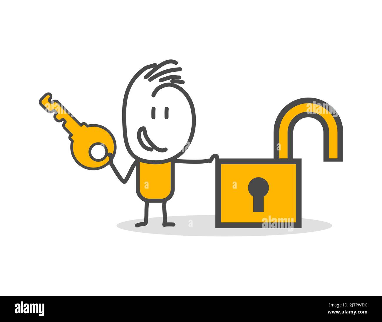 Stick figures. Key to success, business opportunity or solution concept ...