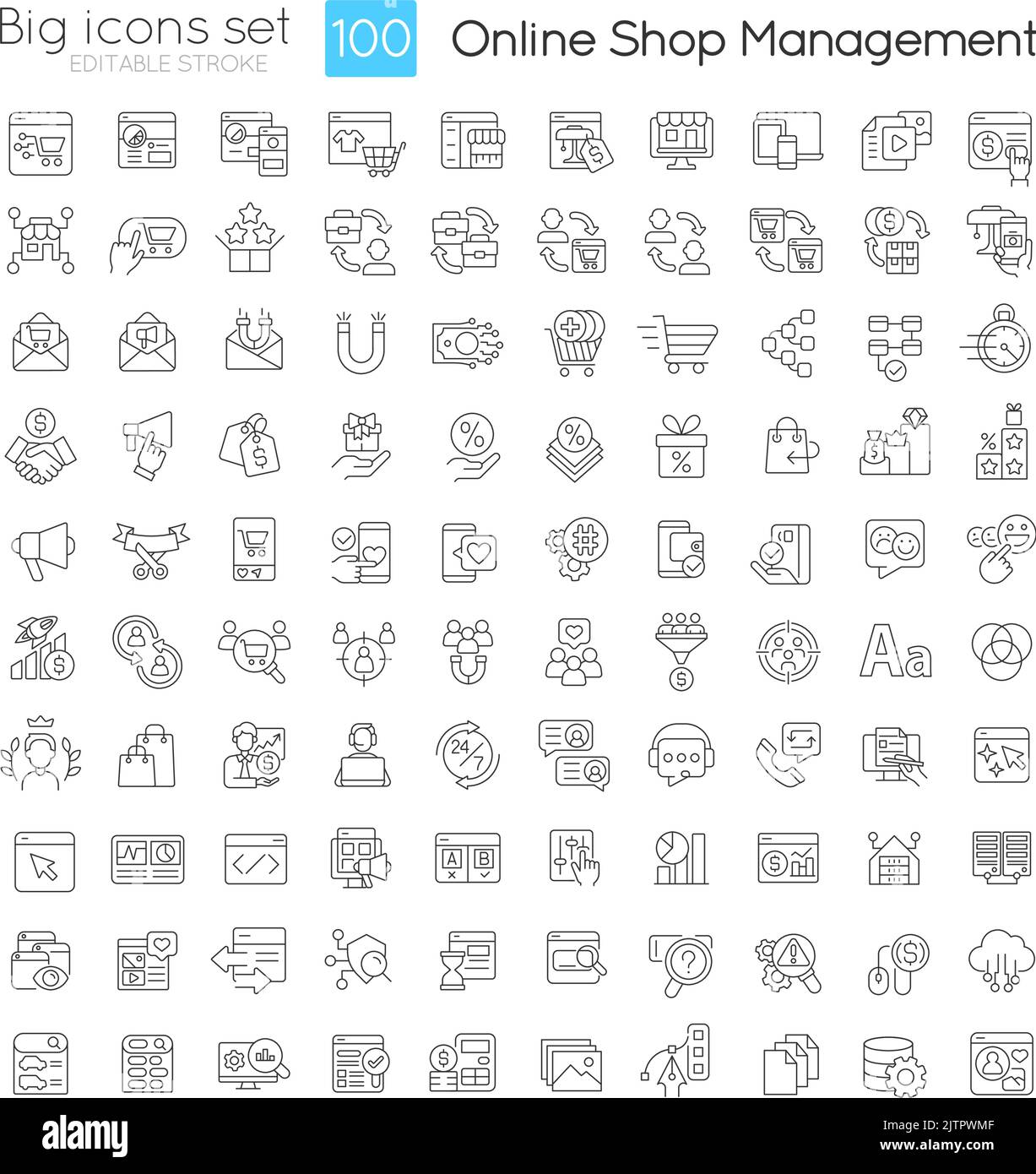 Online shop management linear icons set Stock Vector Image & Art - Alamy