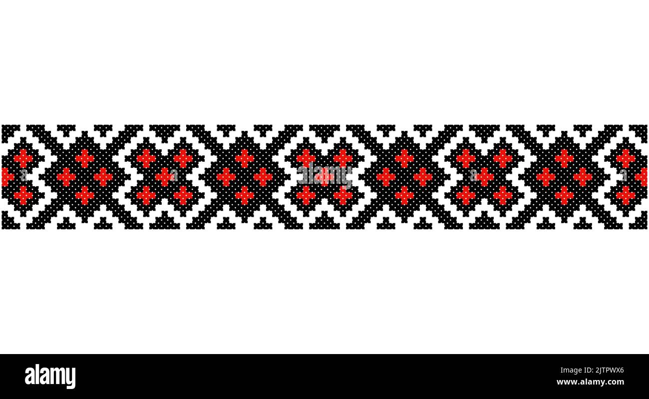 Embroidered good like old handmade cross-stitch ethnic Ukraine pattern ...