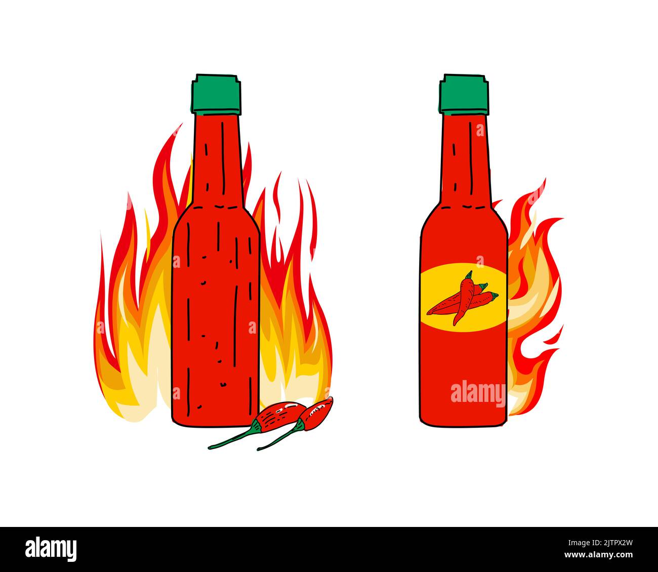 Hot sauce set, hand drawn vector design. Food menu design elements ...