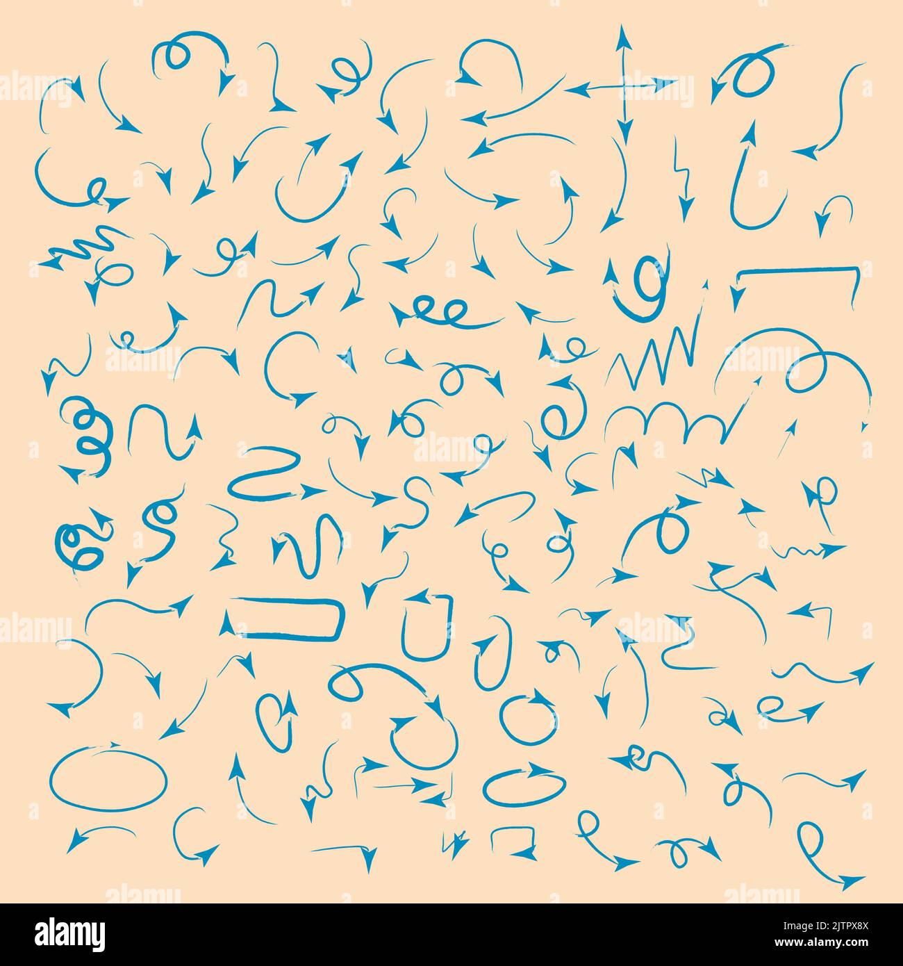 Arrows big set icons. Freehand colorful Arrows. Brush stroke style ...