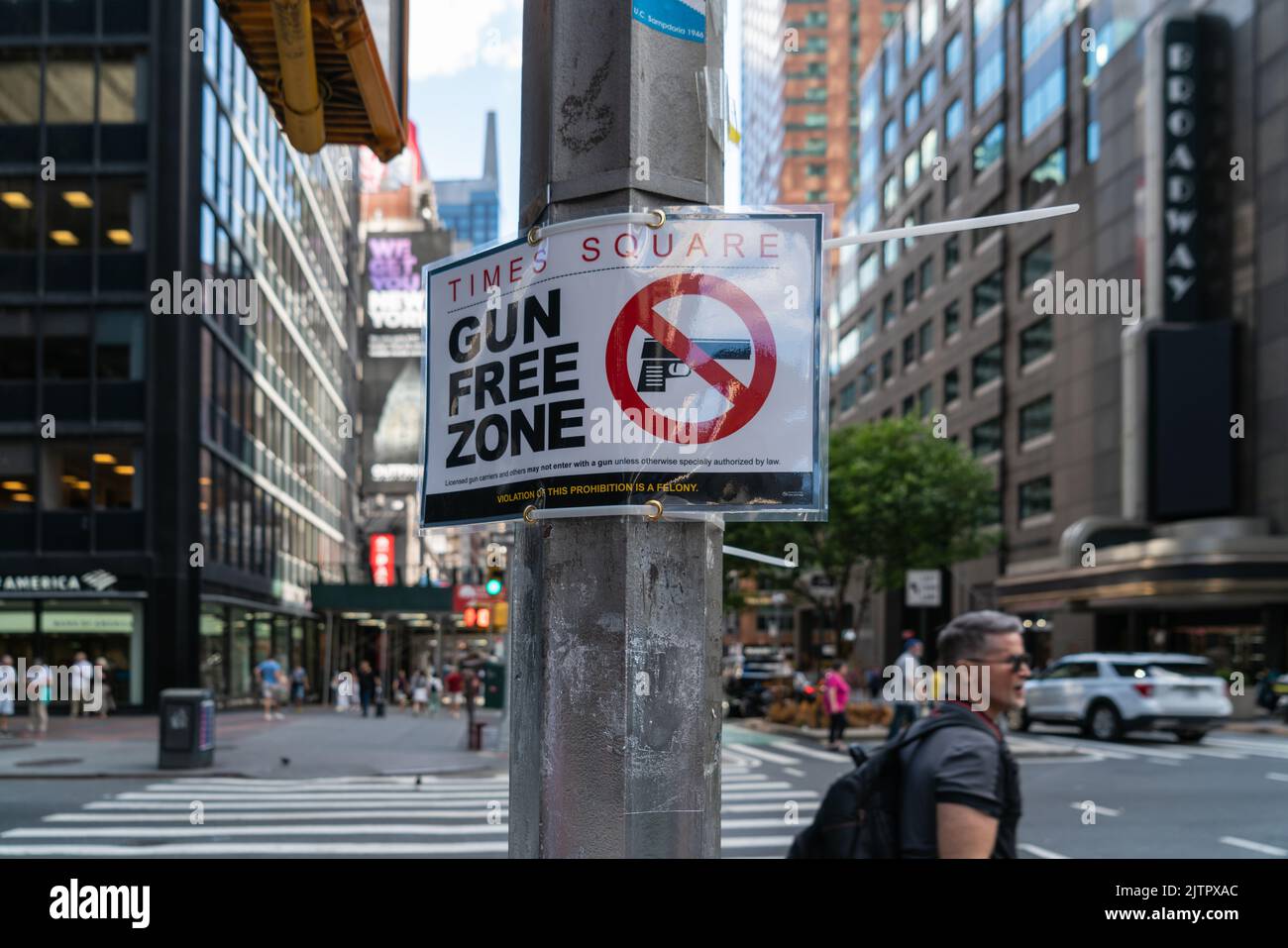 New York City, USA. 31st Aug, 2022. Gun Free Zone signs were posted in ...