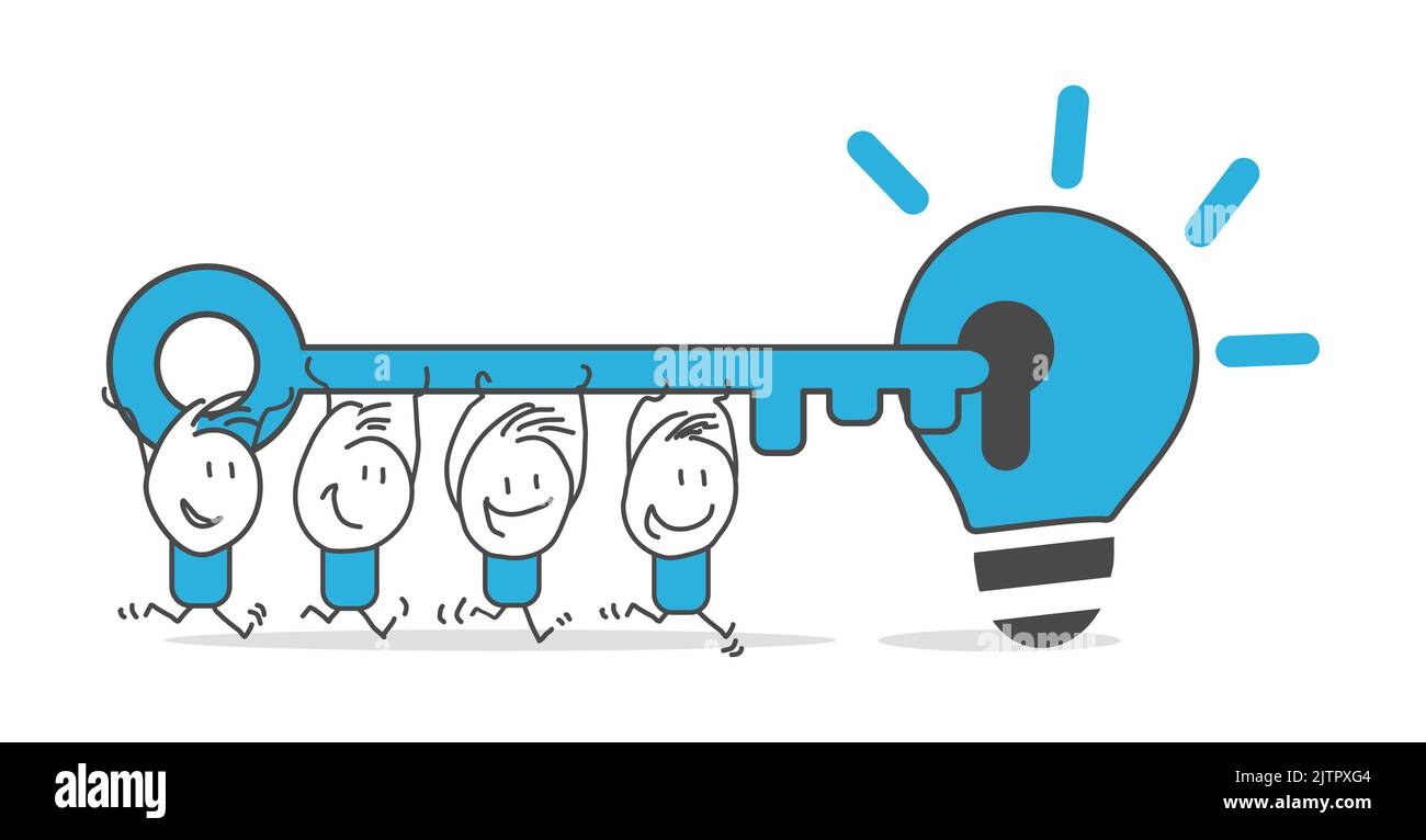 Stick figures. Key to success, business opportunity or solution concept ...