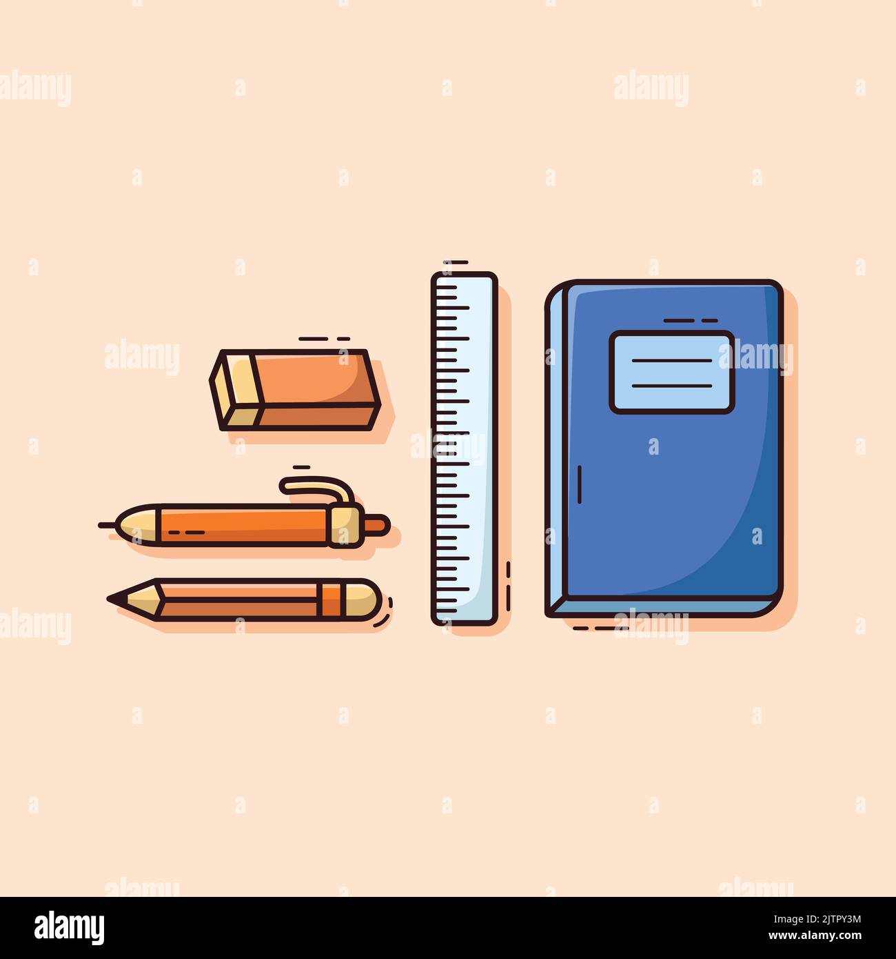 A set illustration of school tools in a cartoon style Stock Vector ...
