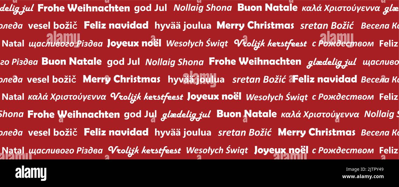 merry christmas greeting card banner in different languages Stock ...