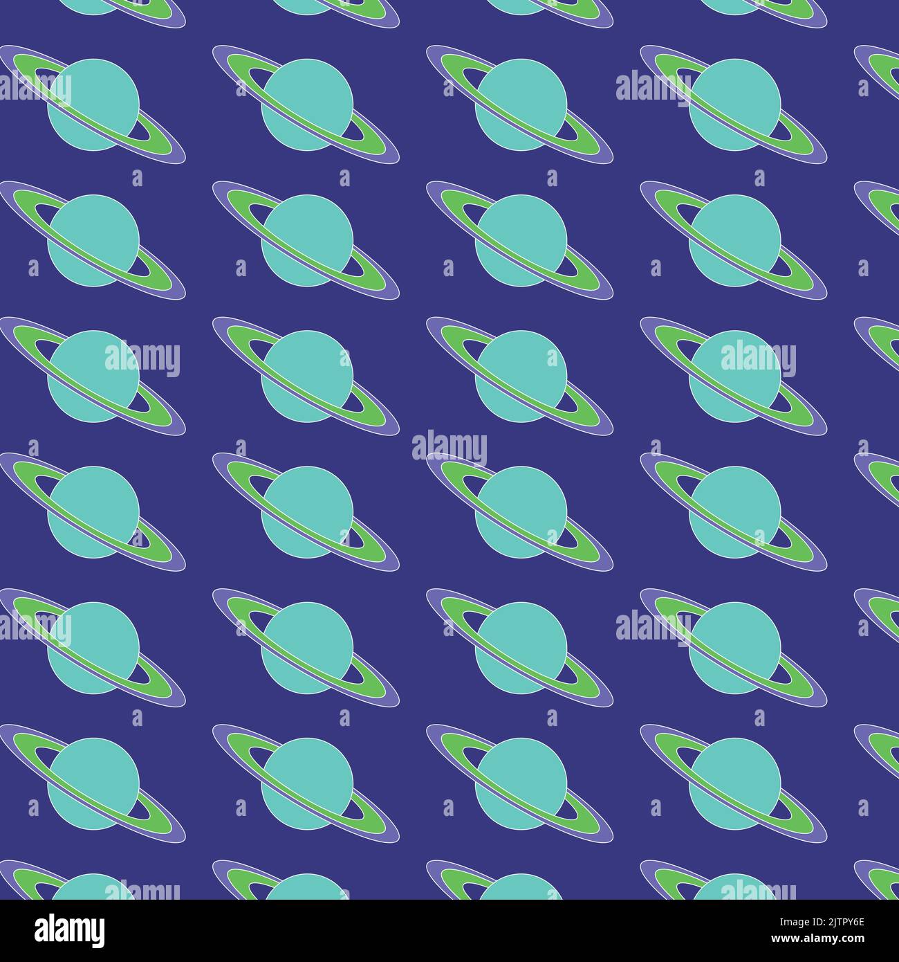 A Saturn planet seamless repeating pattern design isolated on a square ...