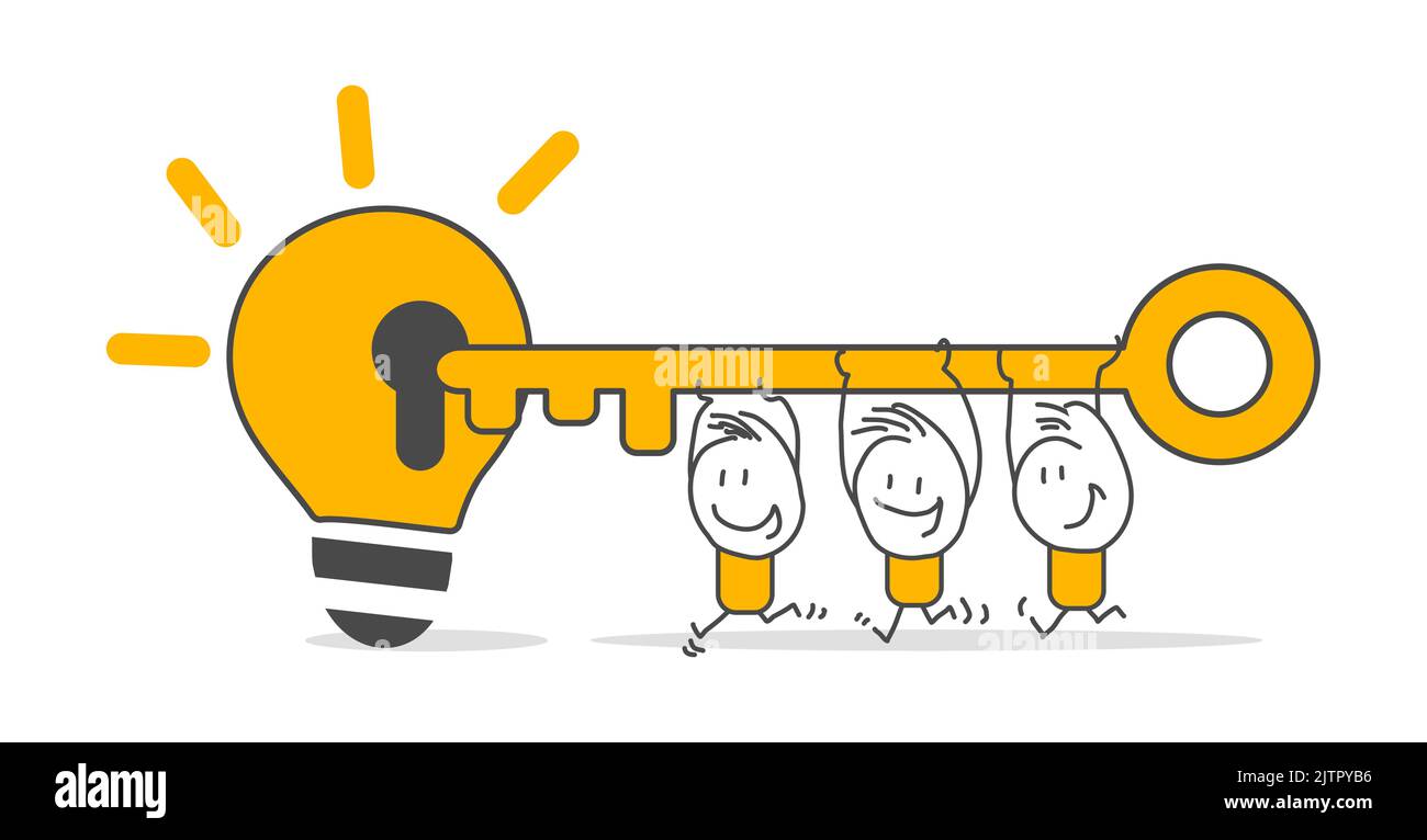 Stick figures. Key to success, business opportunity or solution concept ...