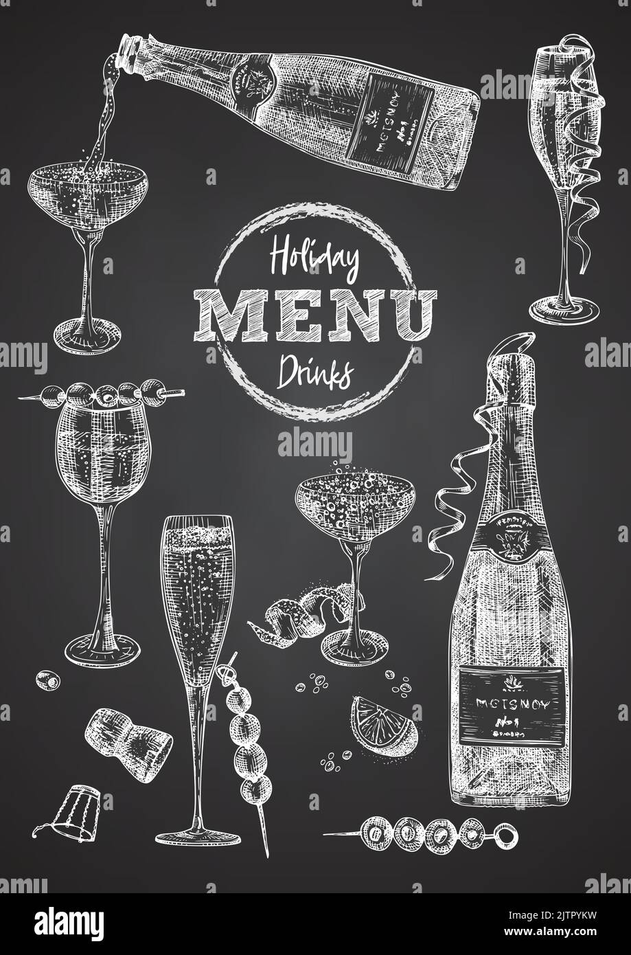 Cocktail bar menu design template set in retro style Isolated on on ...