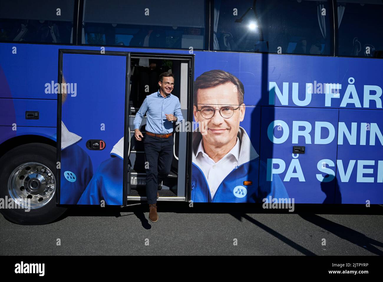 Moderate party leader Ulf Kristersson arrives for a capaign visit to ...
