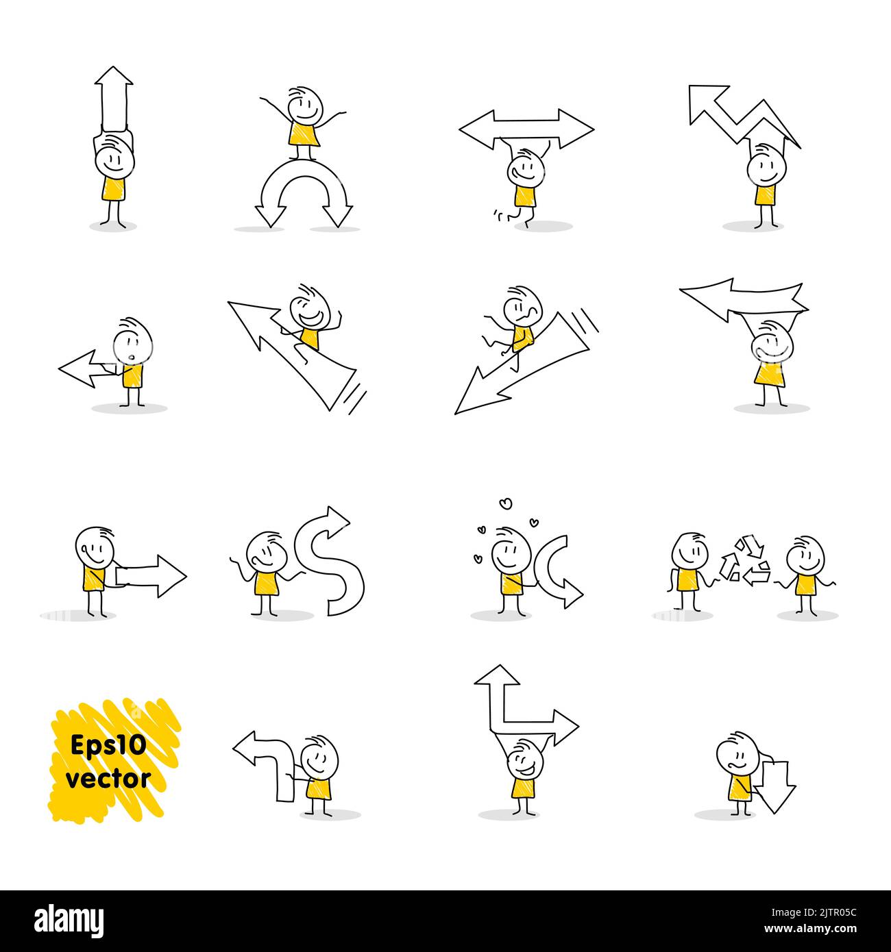 Stick figures. Arrow. Isolated on white background. It can be used for ...