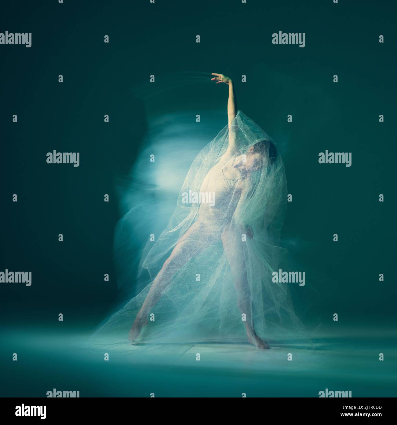 Solo. Beautiful and graceful ballet dancer dancing with white ...