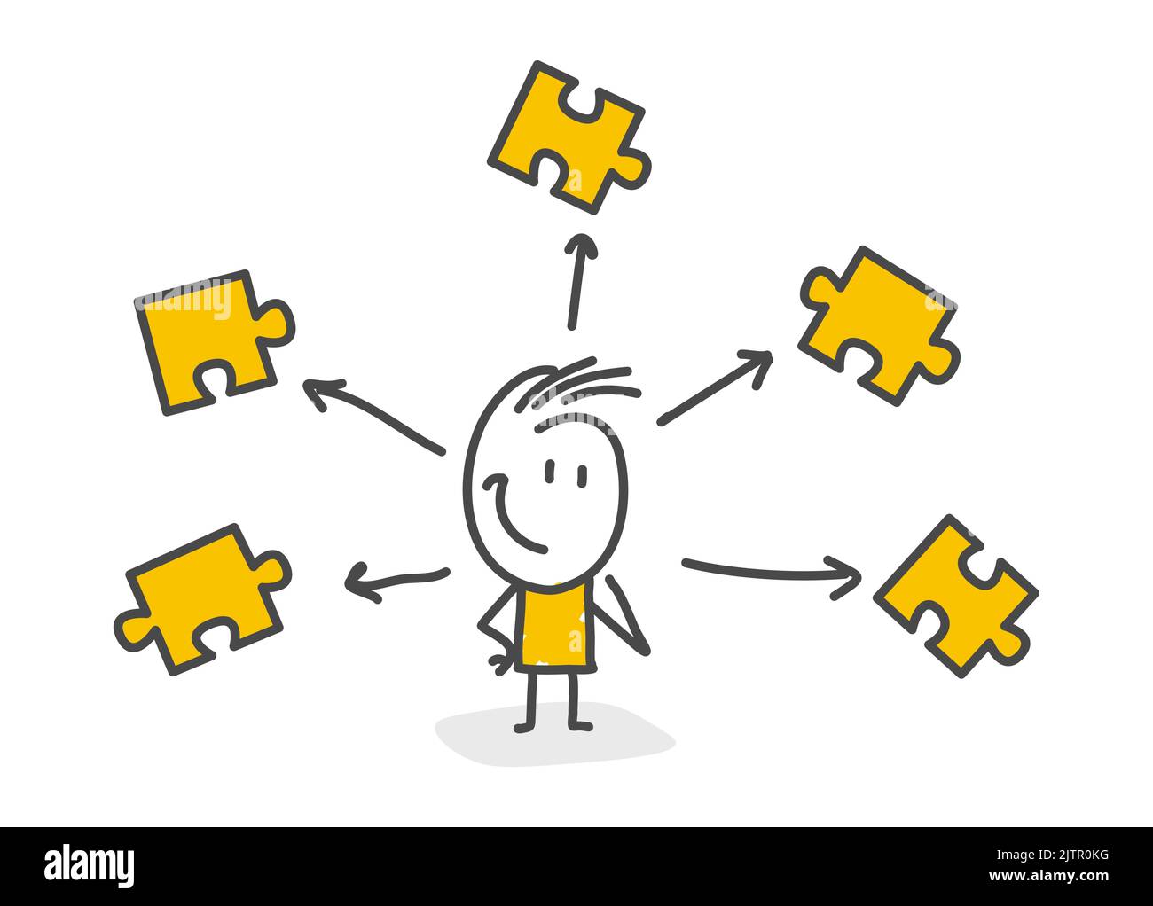 Stick figures. Signs, Business, Success. Man with puzzle pieces ...