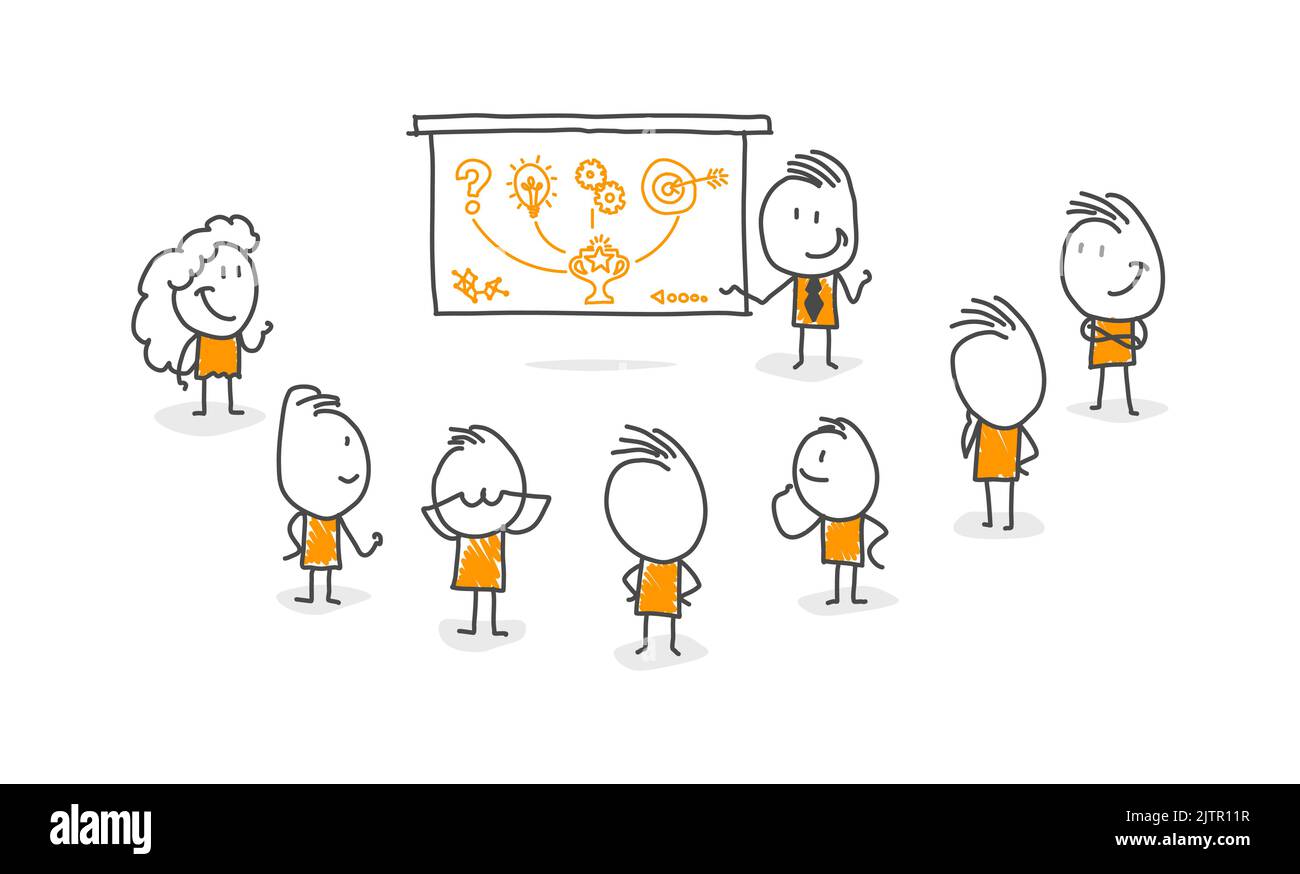 Stick figures. Education, Workshop, Lecturer. Isolated on white ...