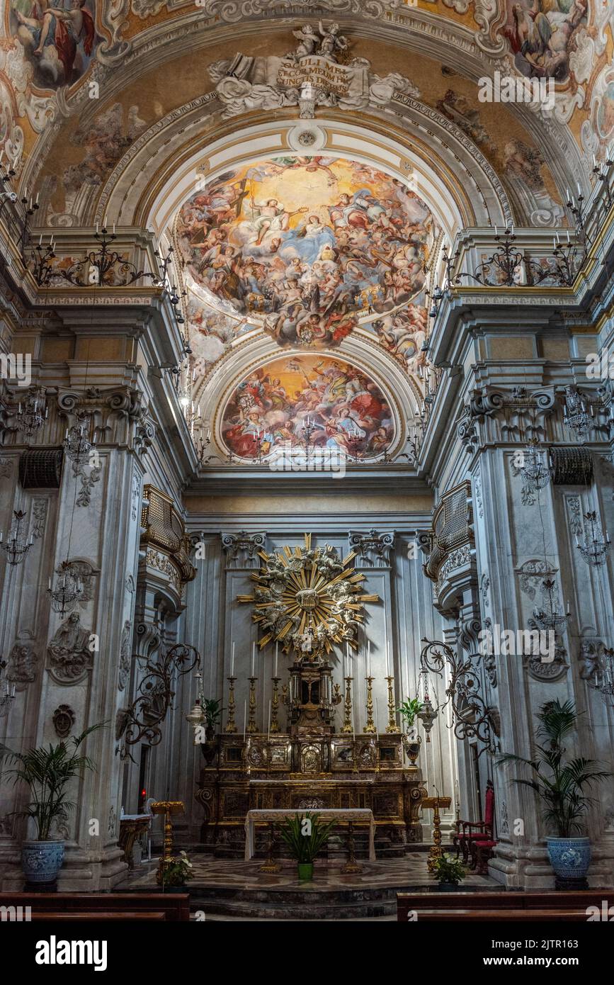 The richly decorated nterior of the 18c Monastero di San Benedetto ...