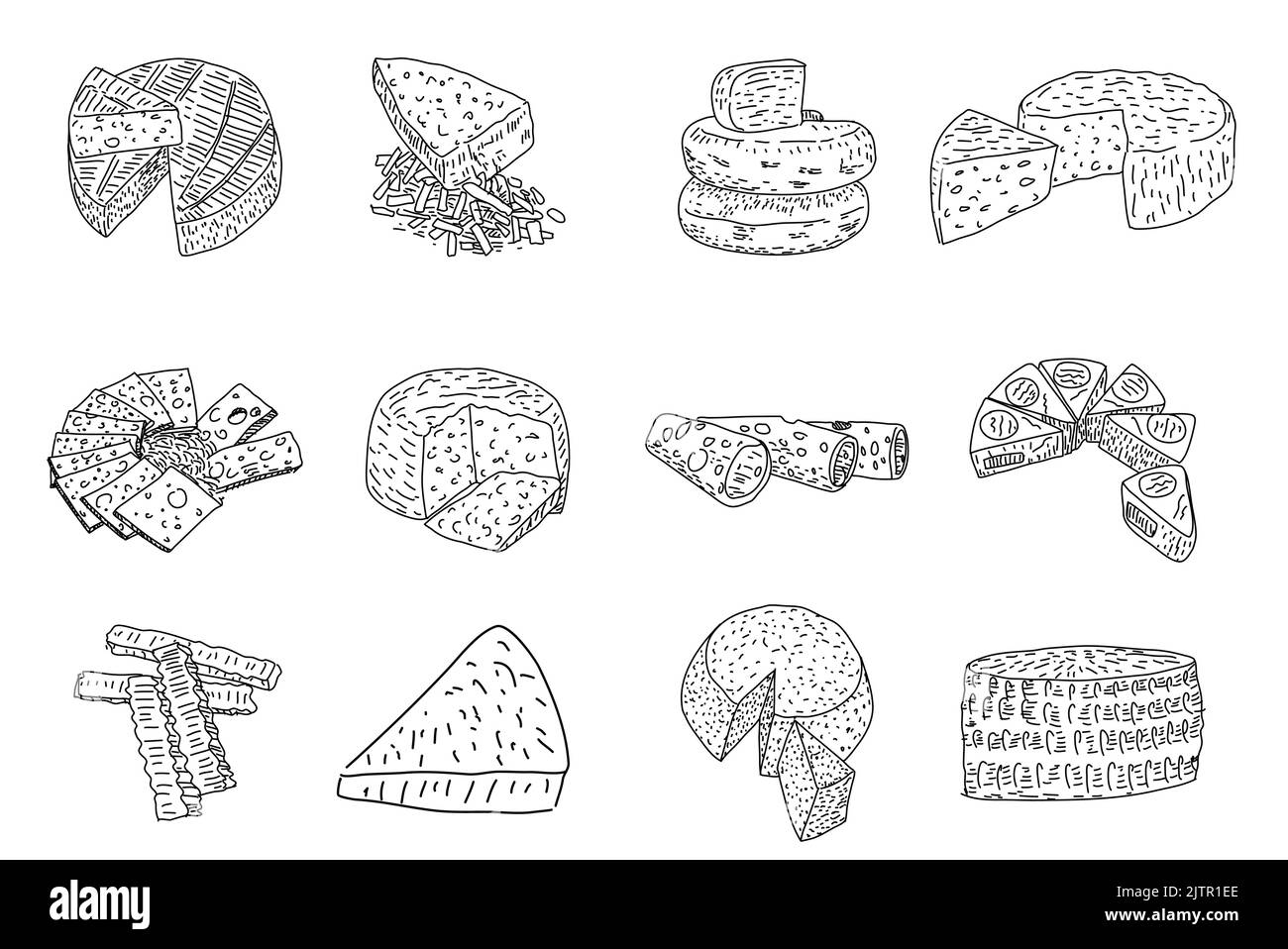 Cheese hand drawn vector illustrations. Farm market product. Healthy ...