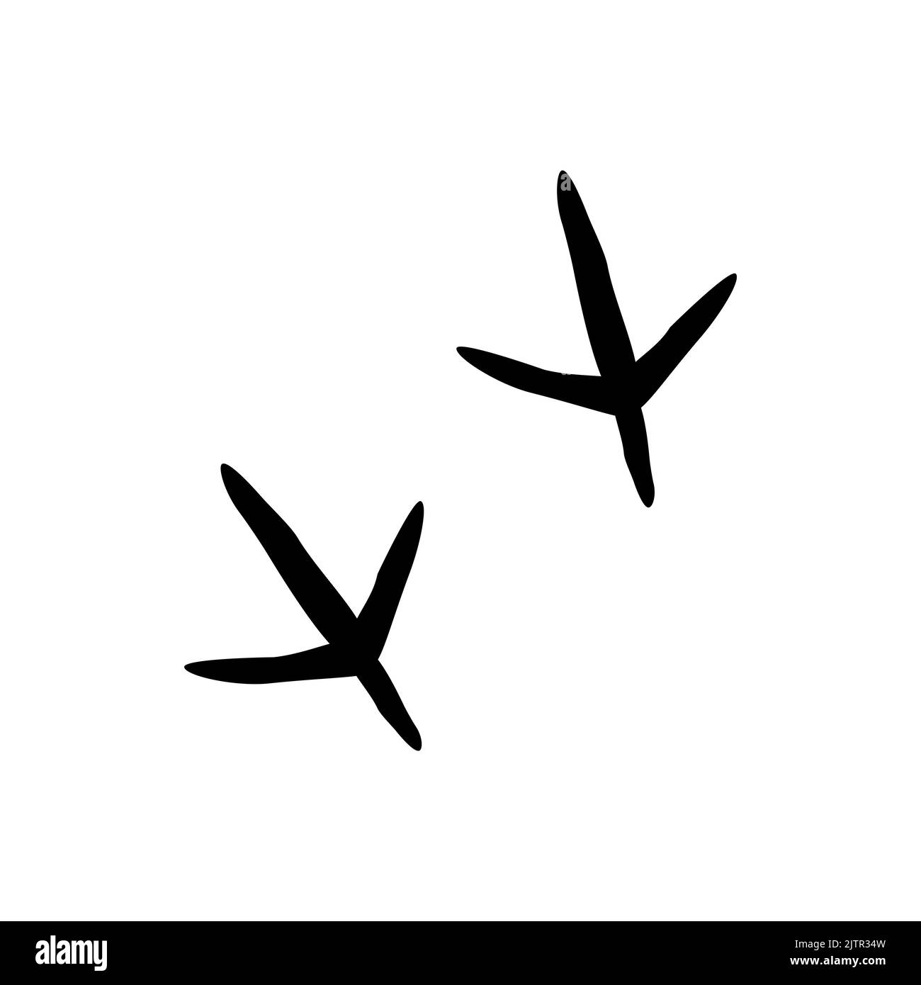 Bird animal foot print isolated black silhouette icon. Vector crane ...