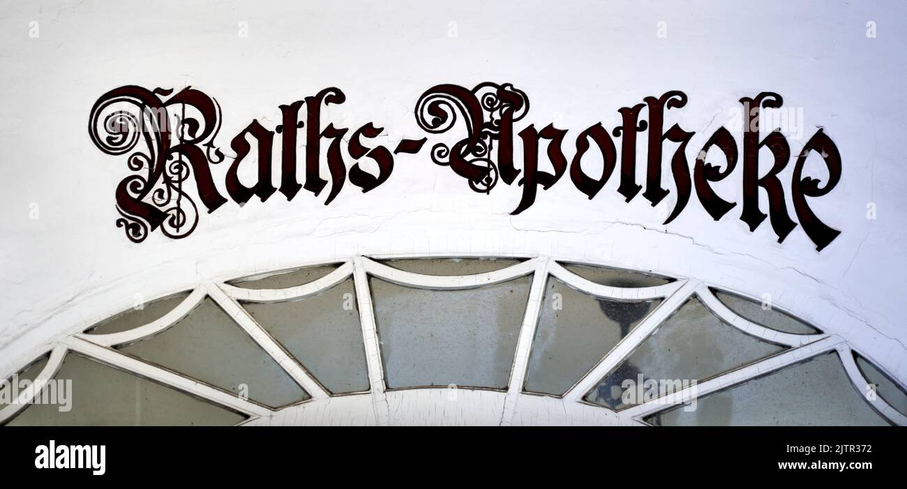 Luneburg, Germany, August 22, 2022: Historical lettering in old German ...